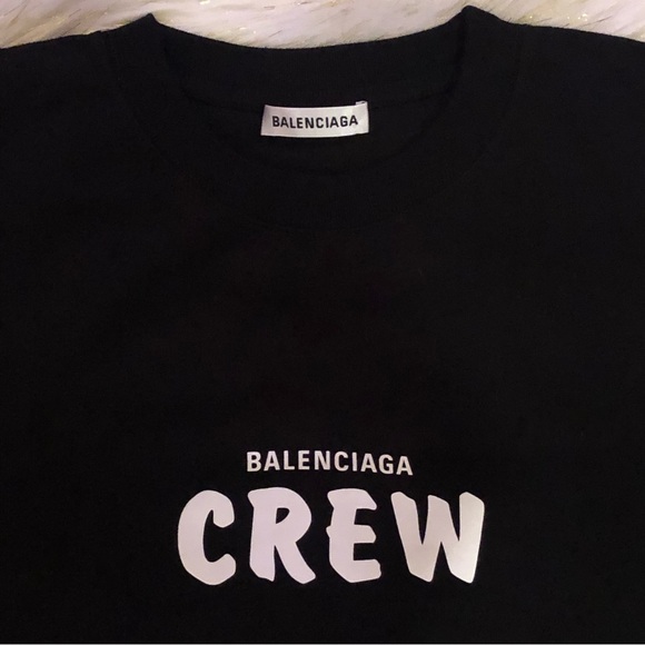 Balenciaga | Tops | Nwt Authentic Balenciaga Crew Slogan Shirt L Black ...
